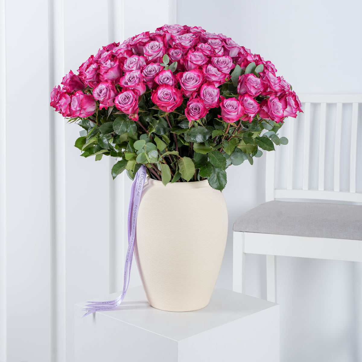100 Purple Roses - Vase | Free Same-Day Delivery to all Emirates ...