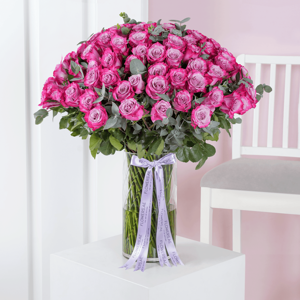 100 Purple Roses - Vase | Free Same-Day Delivery to all Emirates ...