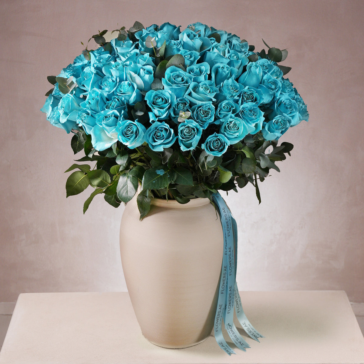 100 Tiffany Blue Roses - Vase | Free Same-Day Delivery to all Emirates ...