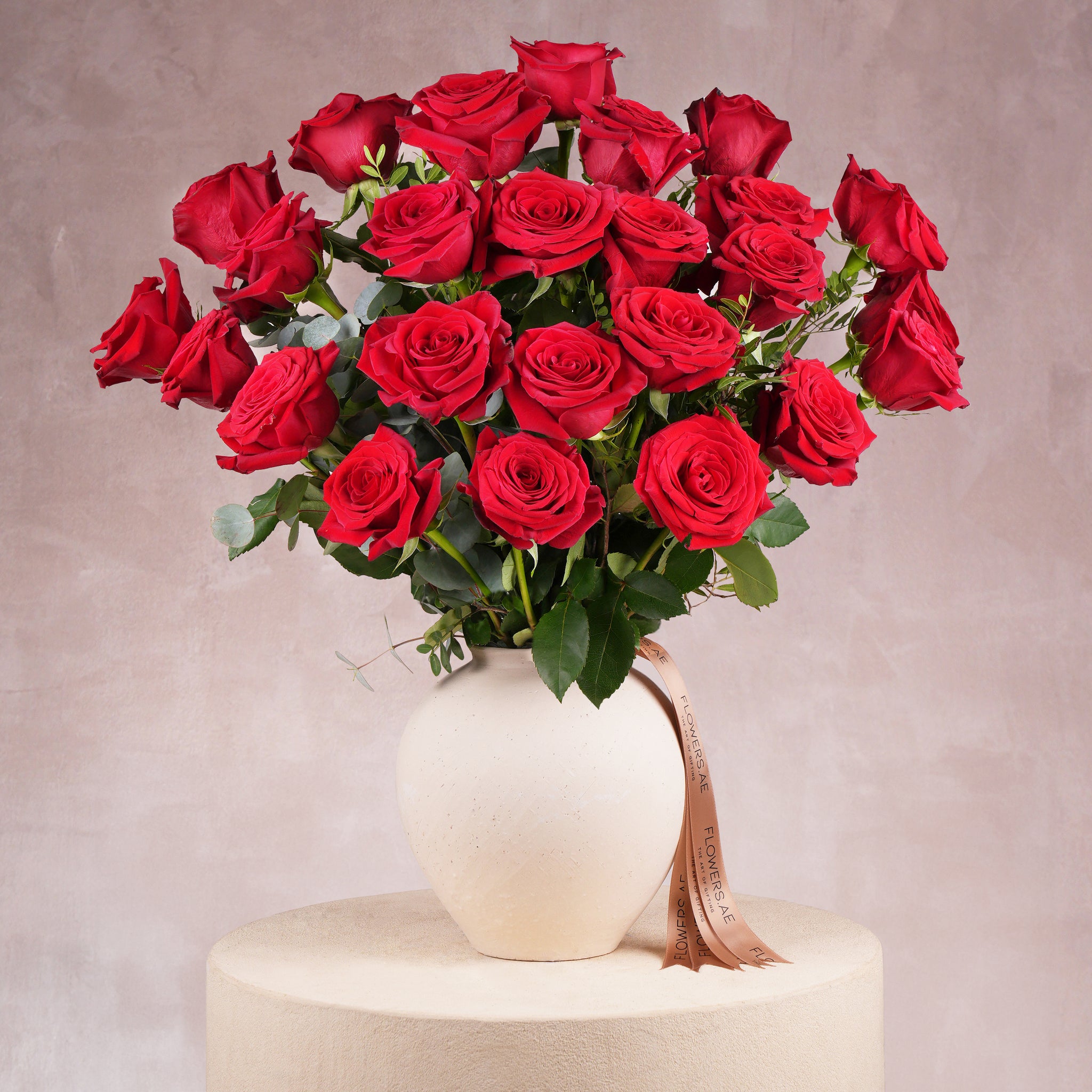 25 Red Roses - Vase | Free Same-Day Delivery to all Emirates - Flowers.ae