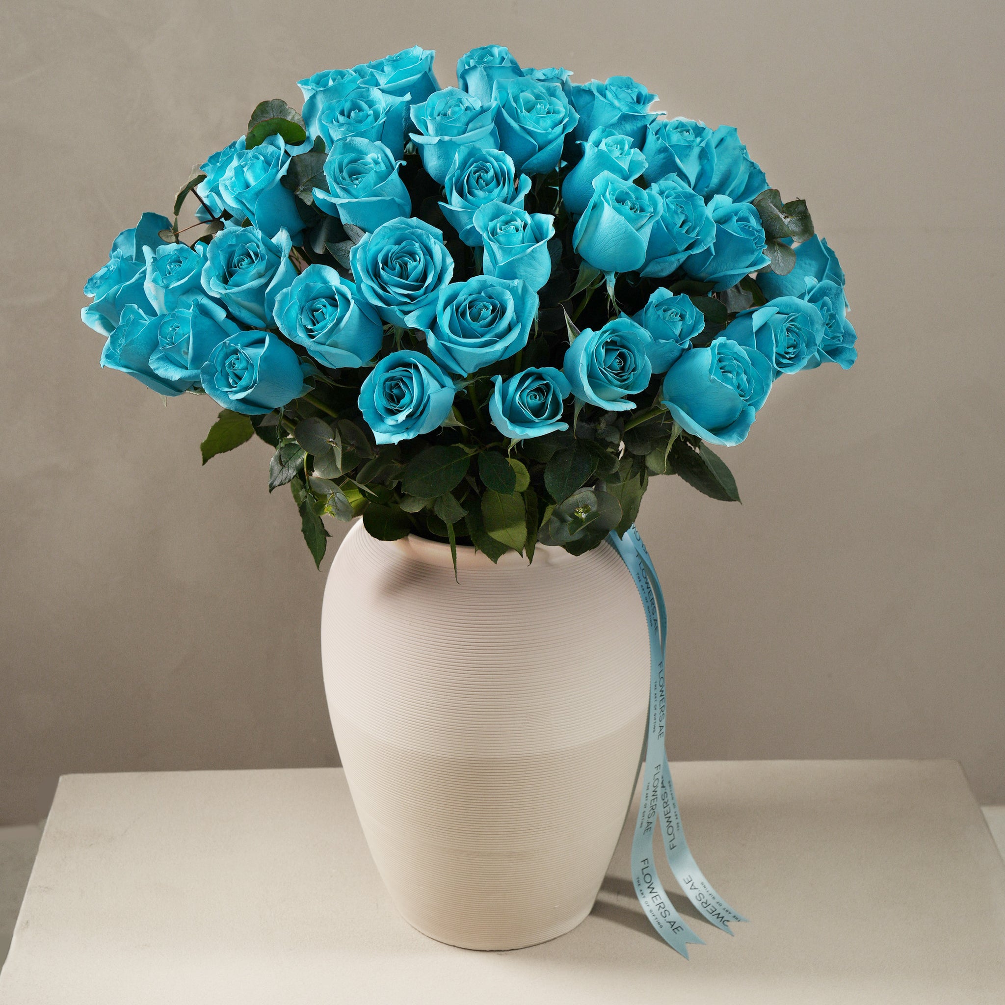 50 Tiffany Blue Roses - Vase | Free Same-Day Delivery to all Emirates ...
