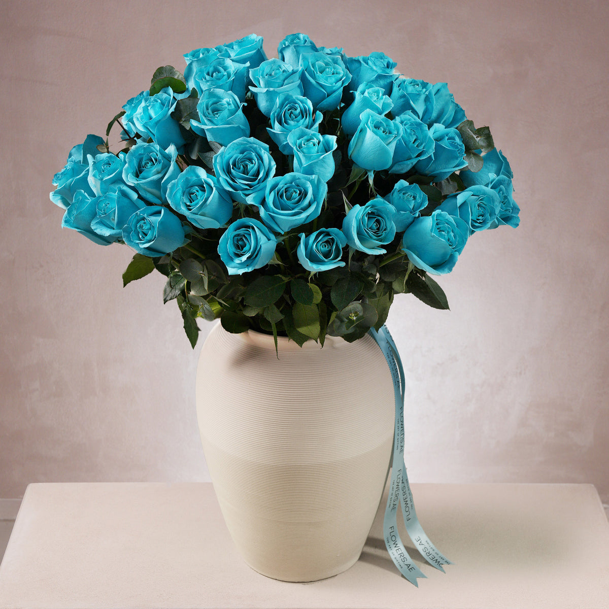50 Tiffany Blue Roses - Vase | Free Same-Day Delivery to all Emirates ...