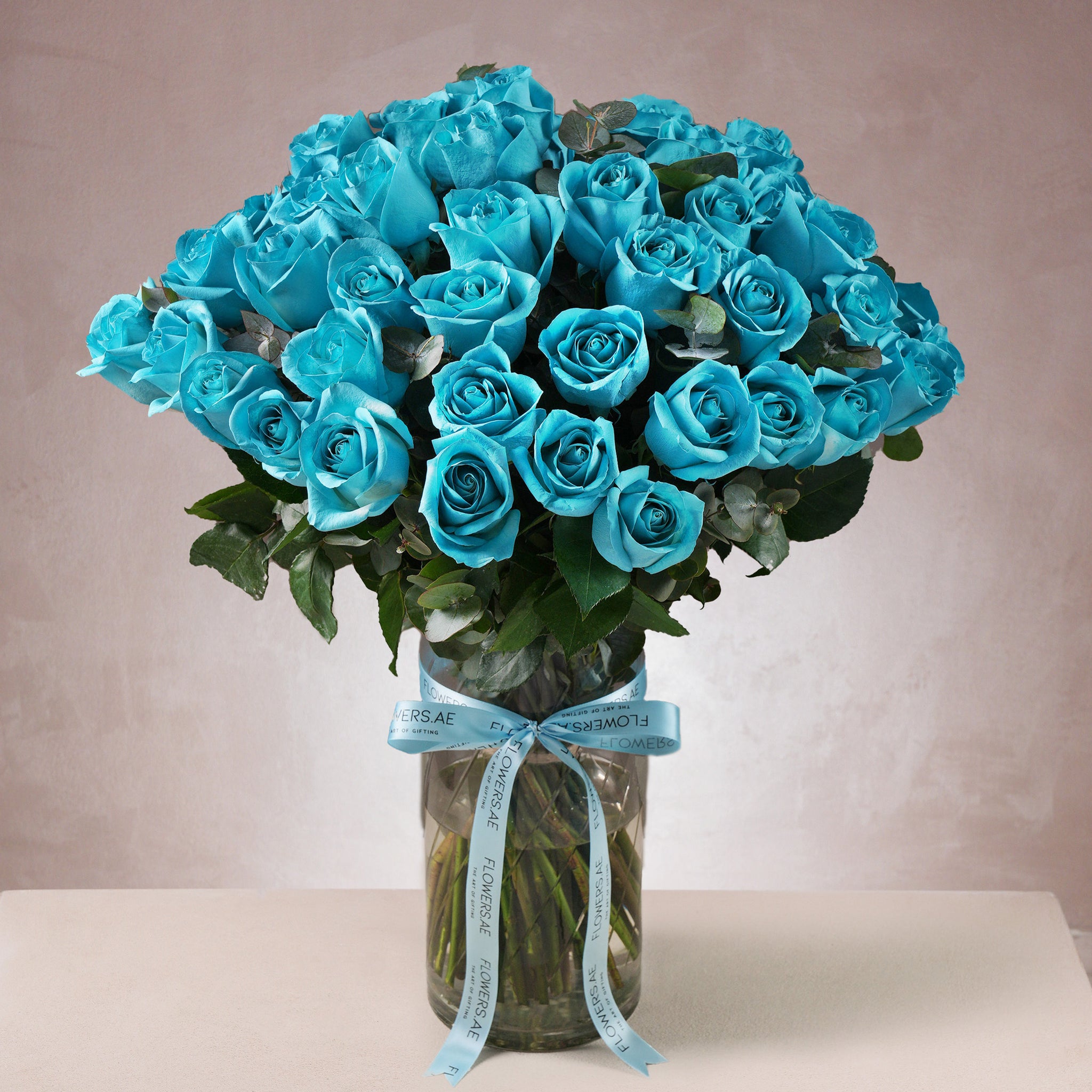 50 Tiffany Blue Roses - Vase | Free Same-Day Delivery to all Emirates ...