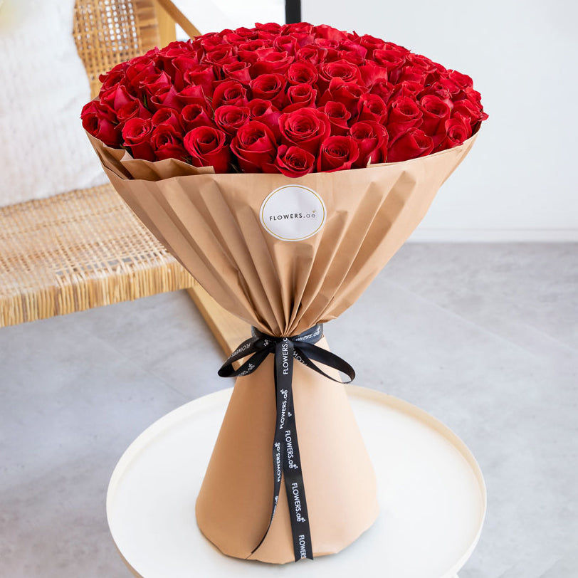 100 Red Roses | Flower Delivery to Dubai, Abu Dhabi, UAE - Flowers.ae