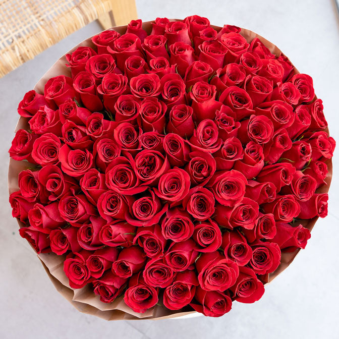100 Red Roses | Flower Delivery to Dubai, Abu Dhabi, UAE - Flowers.ae